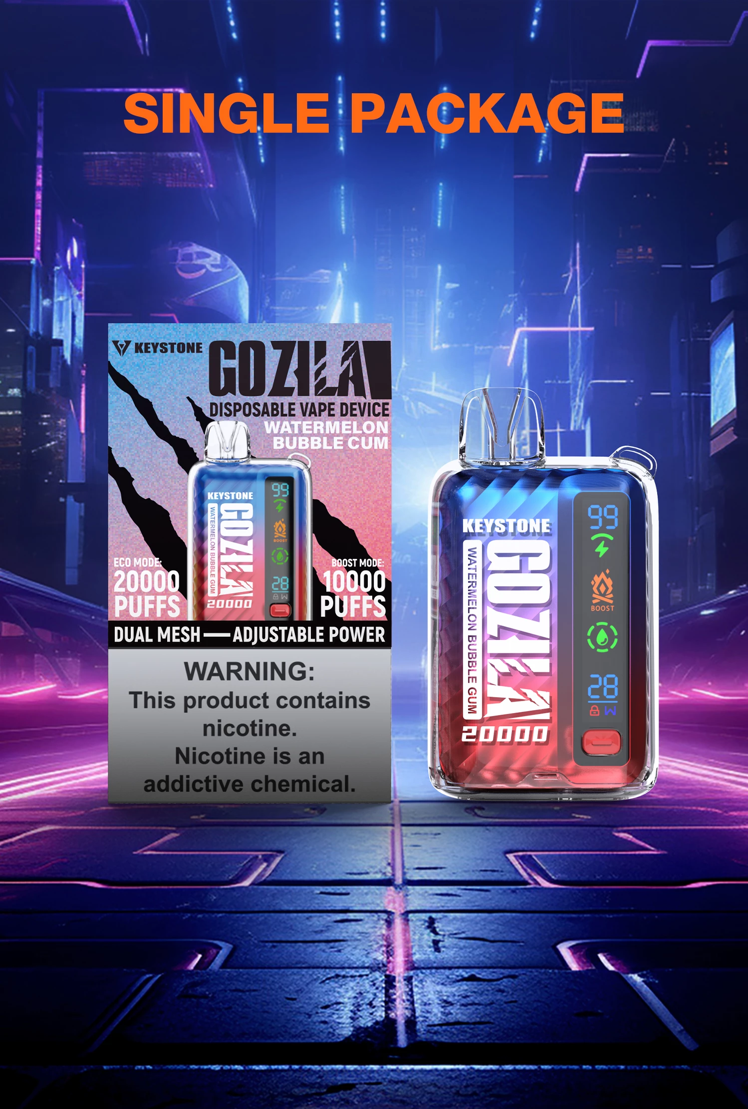 GOZILA 20000 Puffs Disposable Vape With Dual Mesh - KEYSTONE